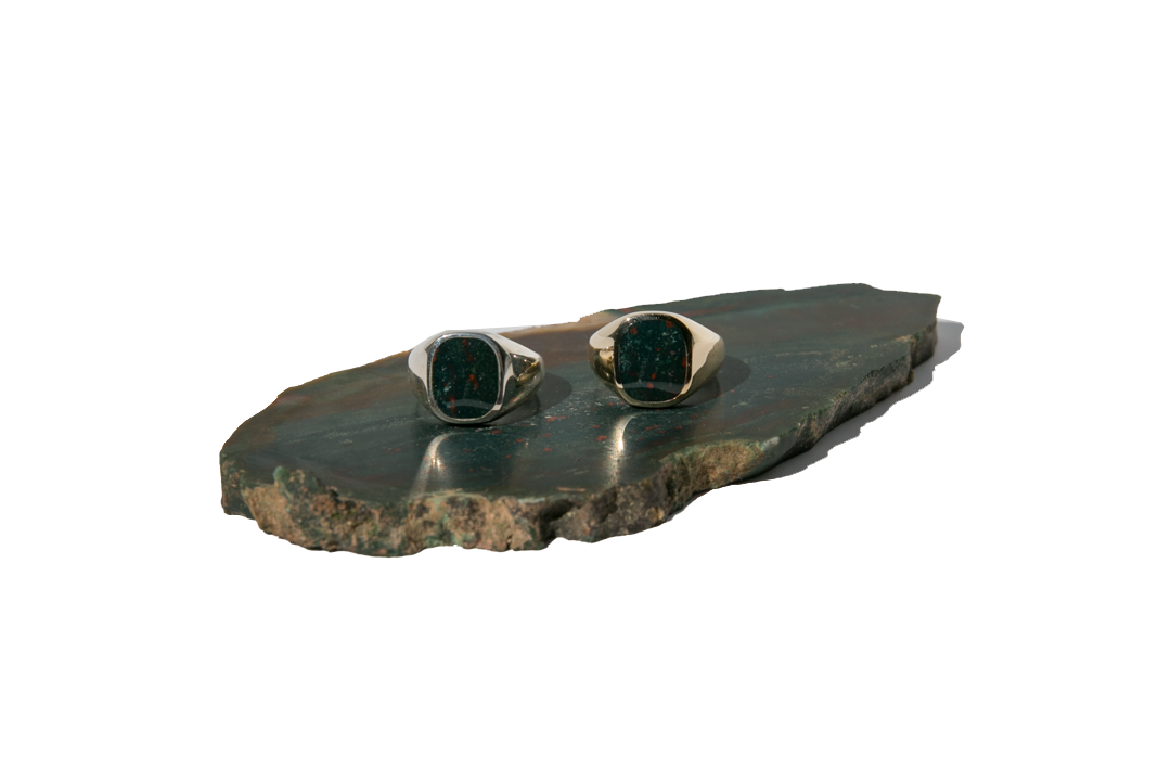 Mens Bloodstone Signet Ring in Sterling Silver, 14k Gold, 18k Gold ...