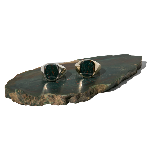Mens Bloodstone Signet Ring in Sterling Silver, 14k Gold, 18k Gold ...